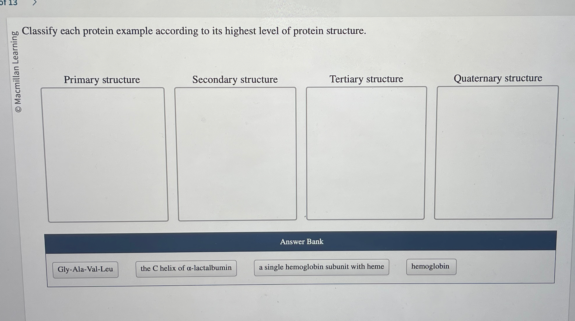 Solved ?n Classify each protein example according to its | Chegg.com Solved ?n Classify each protein example according to its | Chegg.com