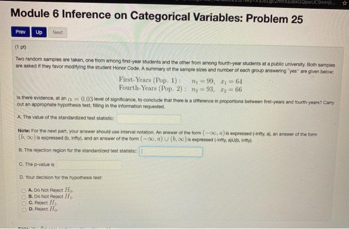 Solved KKGOPWUCSmHill Module 6 Inference on Categorical | Chegg.com