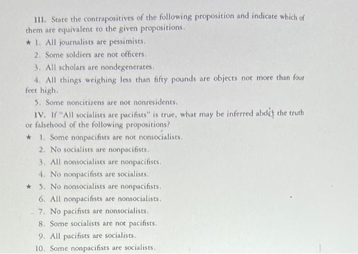 Solved III. State the contrapositives of the following | Chegg.com