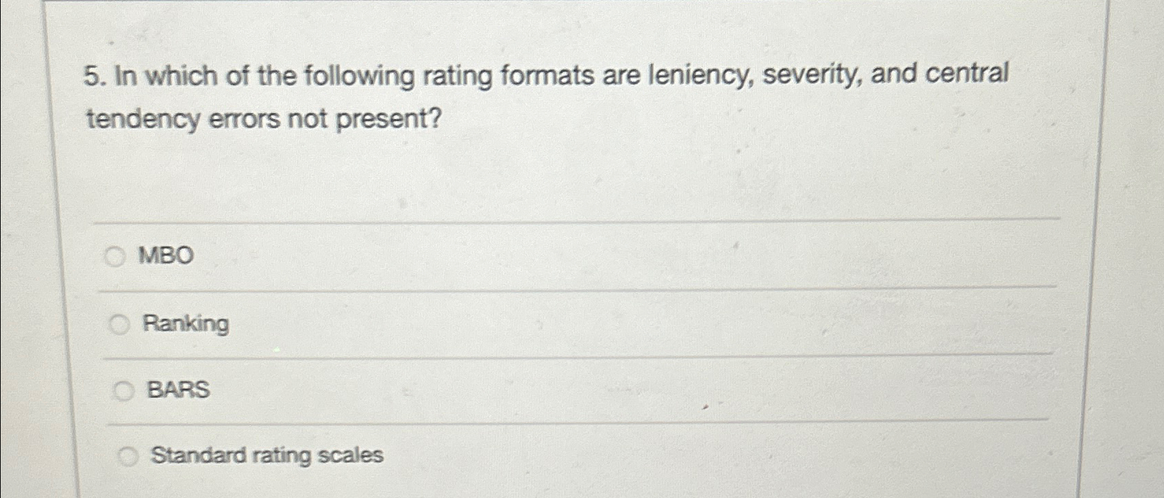 Solved In which of the following rating formats are | Chegg.com