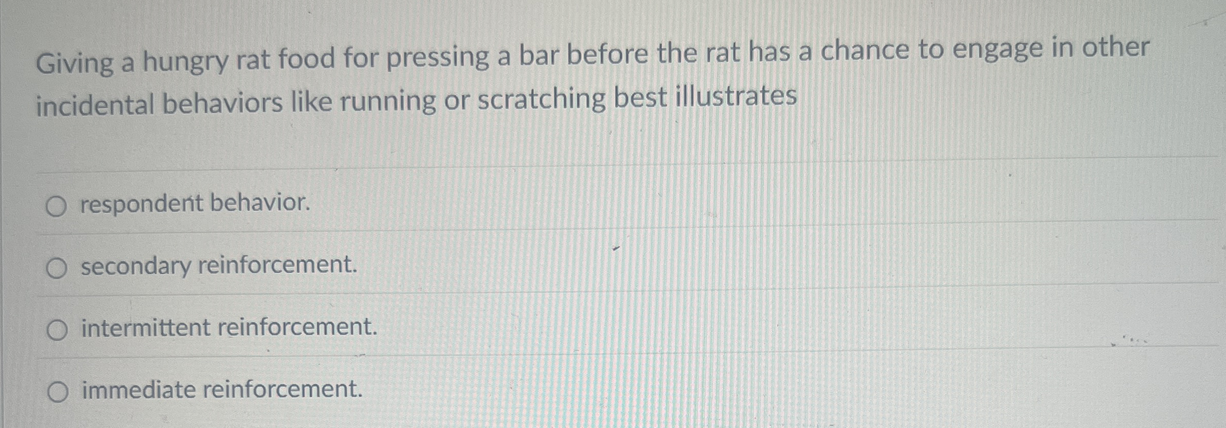 Solved Giving a hungry rat food for pressing a bar before | Chegg.com