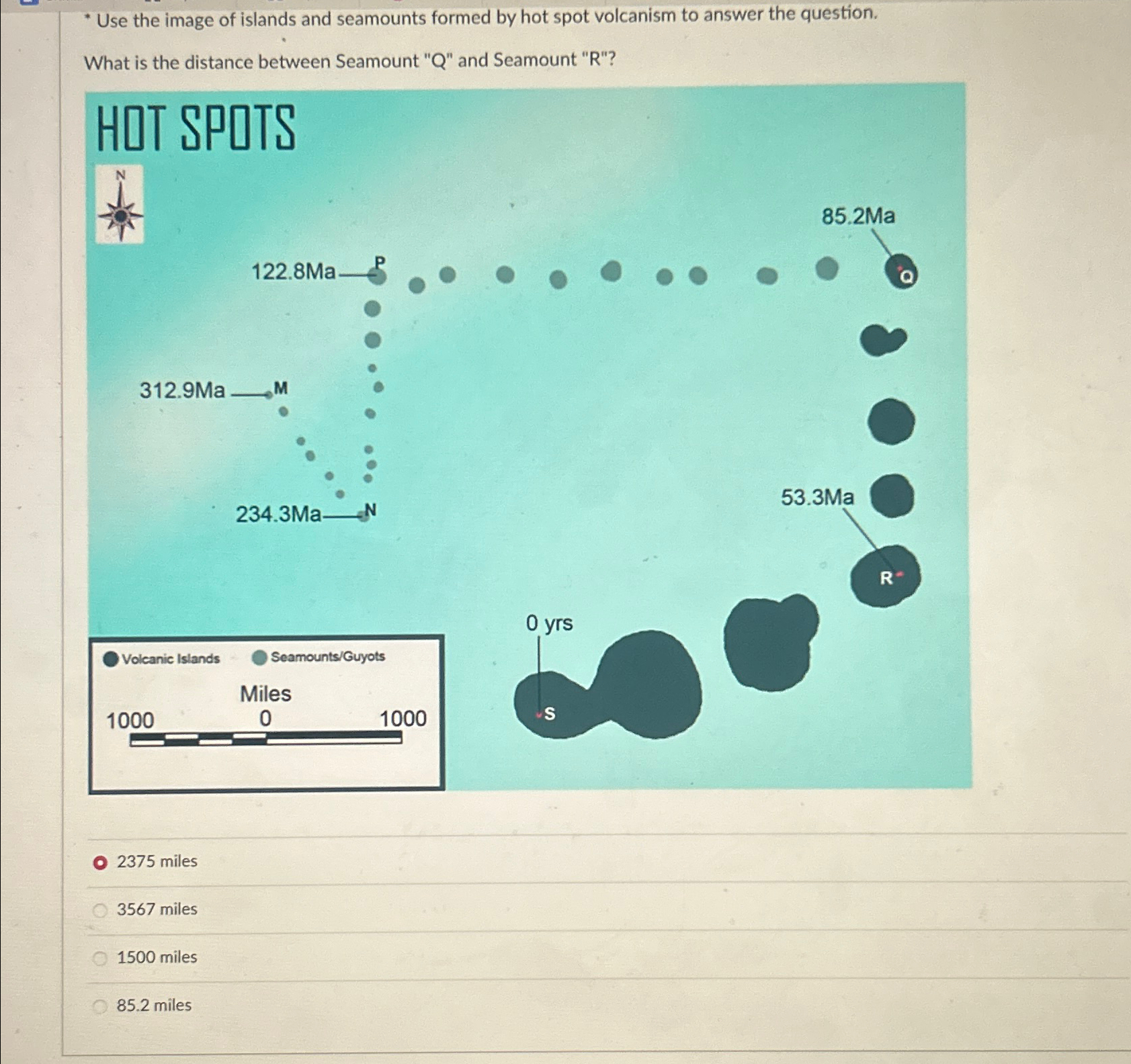 Solved Use the image of islands and seamounts formed by hot | Chegg.com