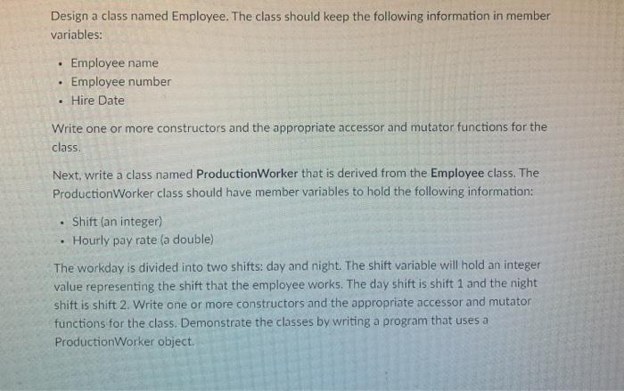 Solved Design a class named Employee. The class should keep | Chegg.com