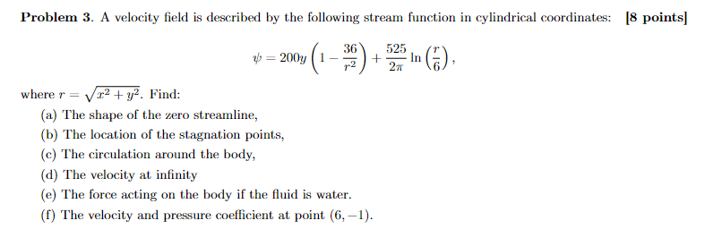 Solved A velocity field is described by the following stream | Chegg.com