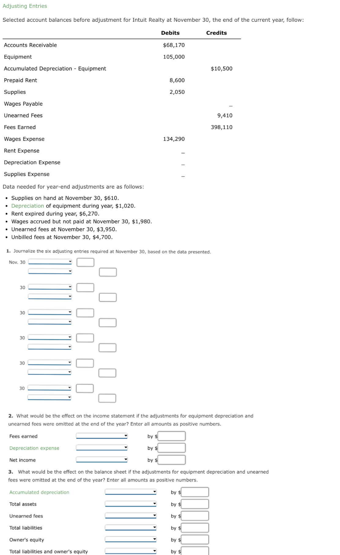 Solved Adjusting EntriesSelected account balances before | Chegg.com