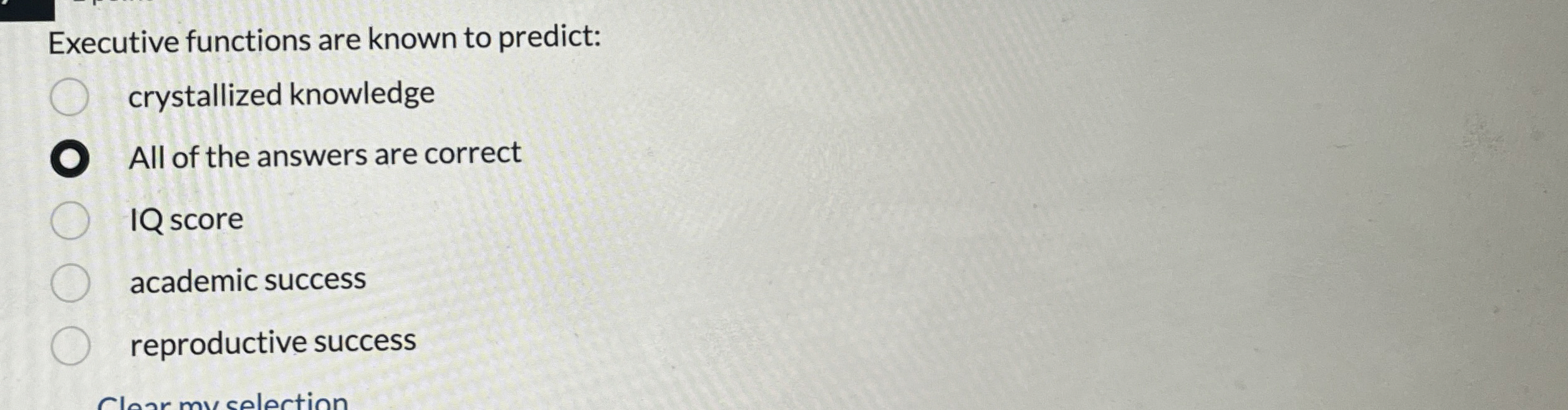 Solved Executive functions are known to predict:crystallized | Chegg.com