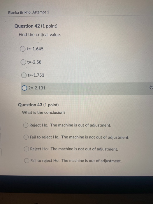 Solved anka Brikho: Attempt 1 Fall to reject Ho. ine program | Chegg.com