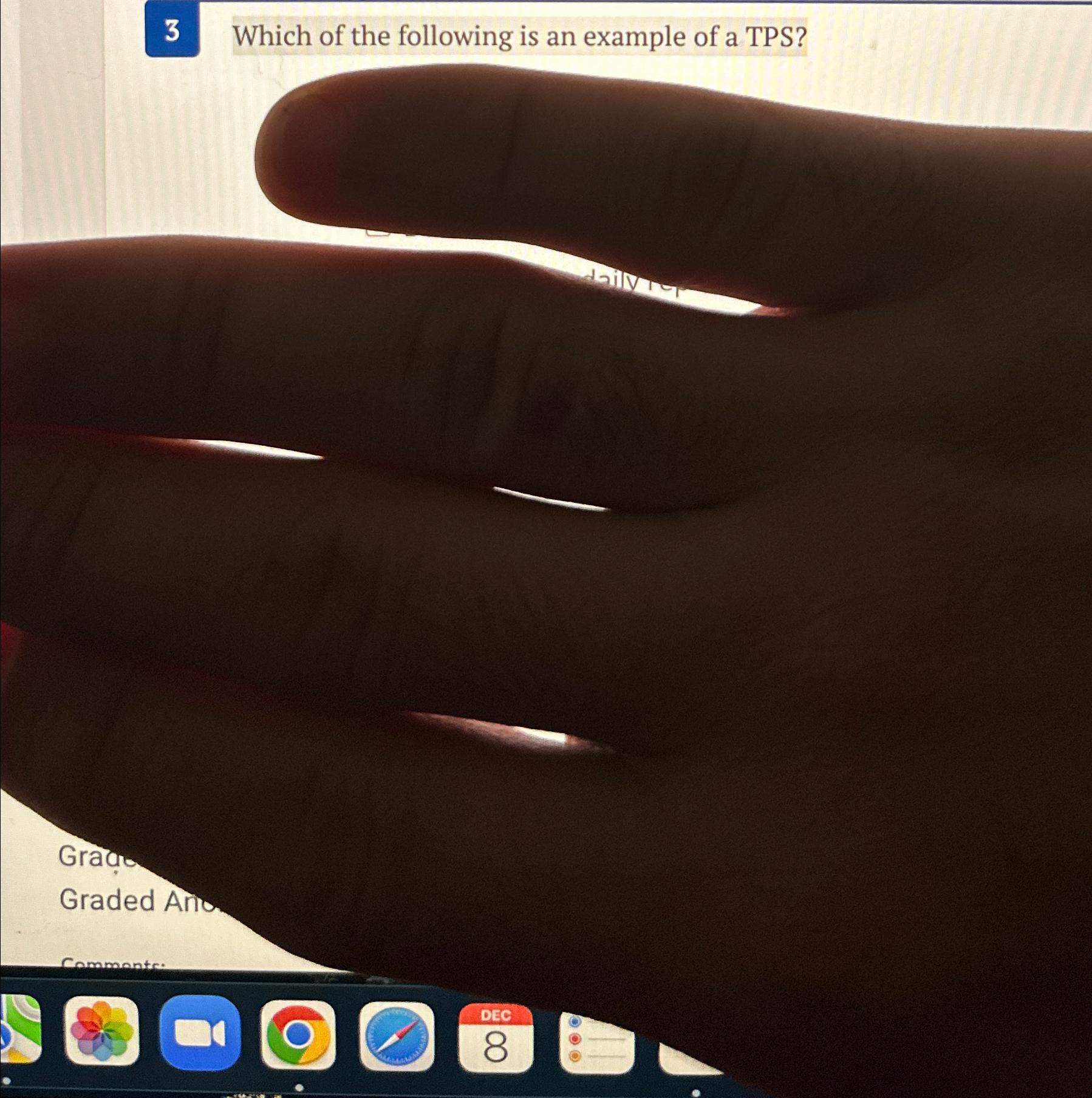 Solved 3 ﻿Which of the following is an example of a TPS? | Chegg.com