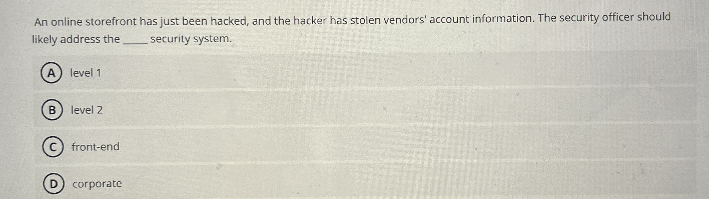 Solved An online storefront has just been hacked, and the | Chegg.com