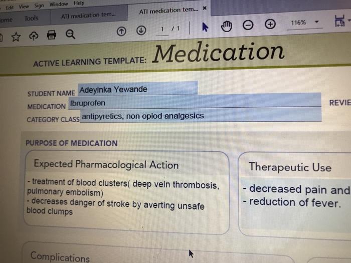 Solved Edit View Sign Window Help ome Tools ATI medication | Chegg.com