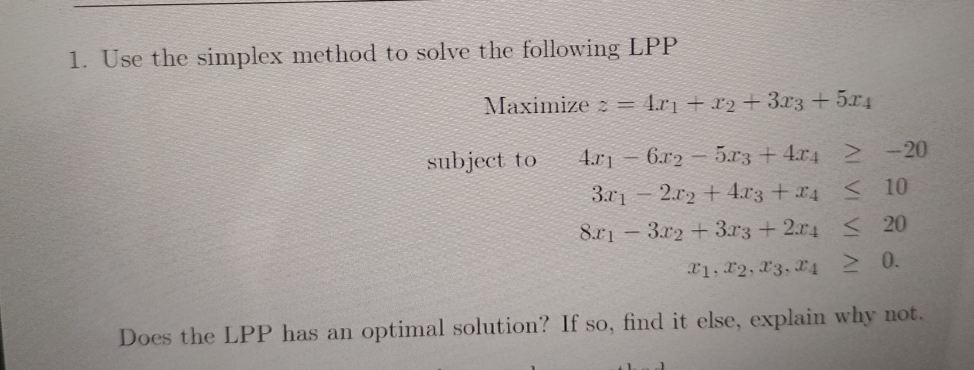 Solved Use the simplex methad to solve the following LPP | Chegg.com