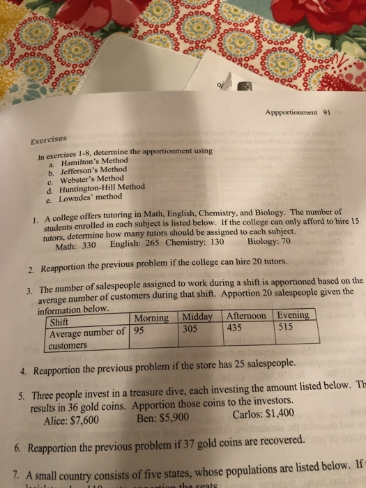 Solved Spoon S000000 00000 Appportionment 91 Exercises In | Chegg.com