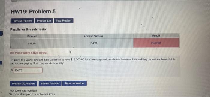 Solved HW19: Problem 5 Previous Problem Problem Li Next | Chegg.com