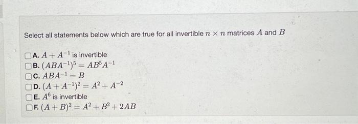 Solved Select all statements below which are true for all | Chegg.com