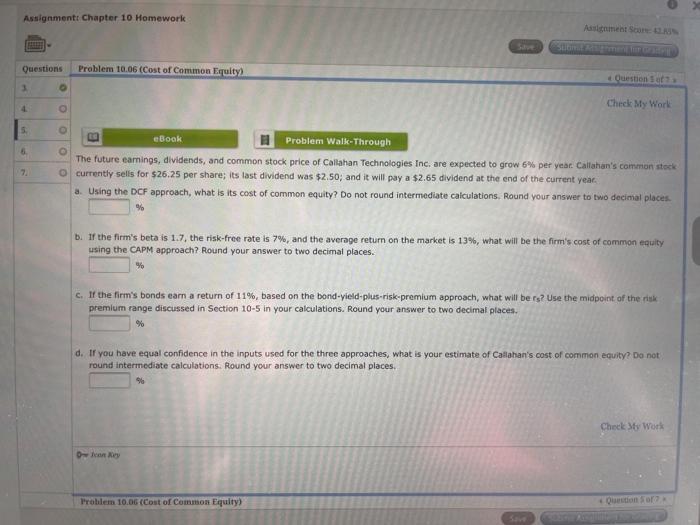 Solved Assignment Chapter 10 Homework Questions Problem | Chegg.com