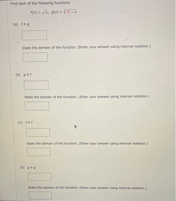 Solved Find each of the following functions. | Chegg.com