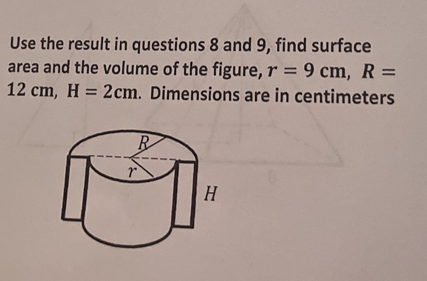 Solved find surface area and the volume of the figure, | Chegg.com