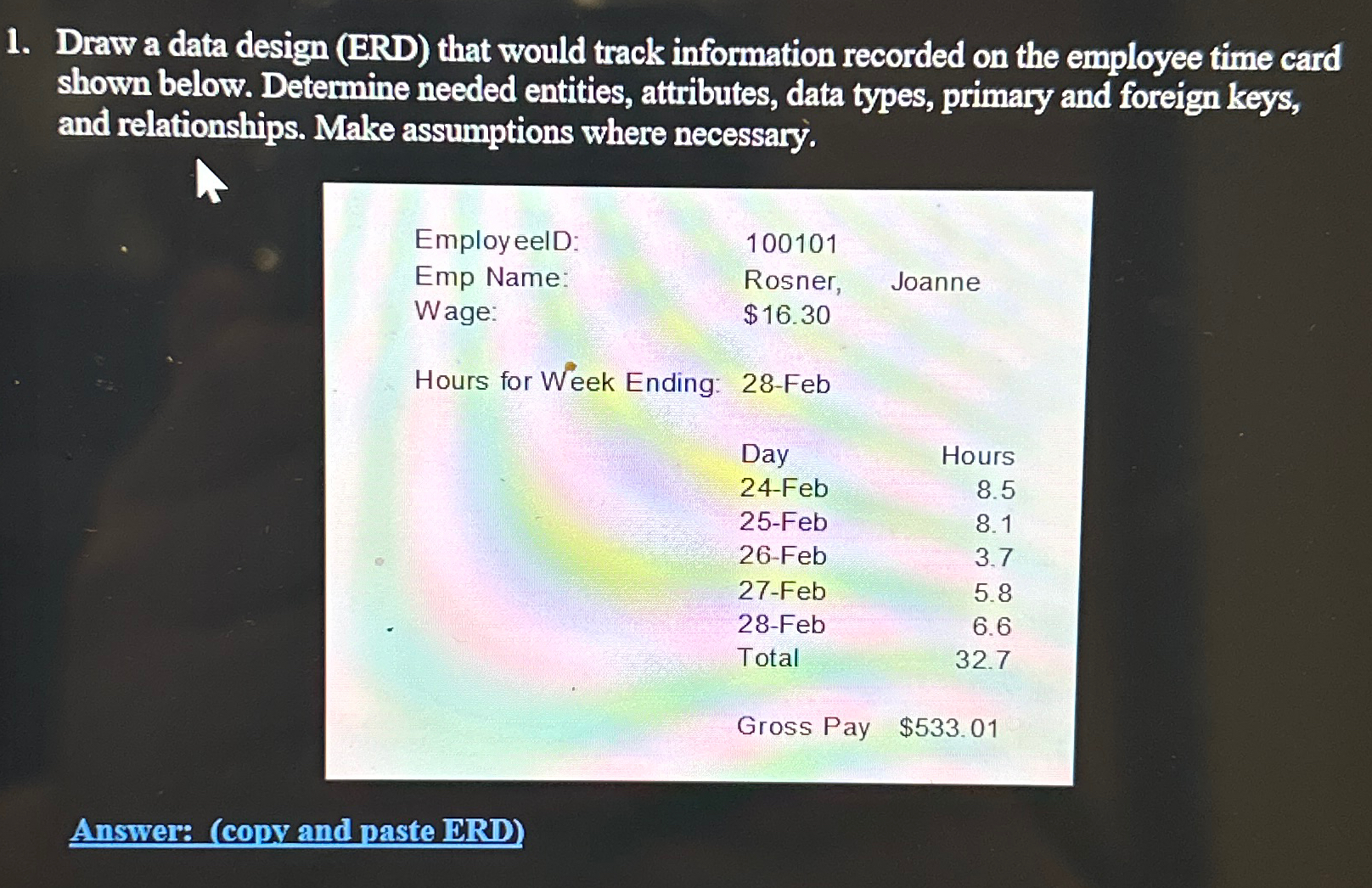 Solved Draw a data design (ERD) ﻿that would track | Chegg.com