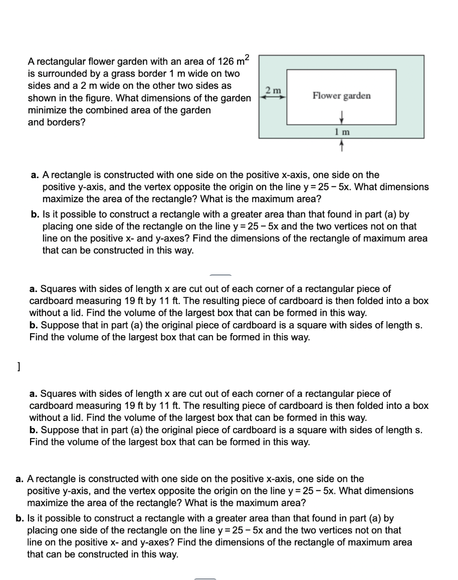 Solved A rectangular flower garden with an area of 126m2is | Chegg.com