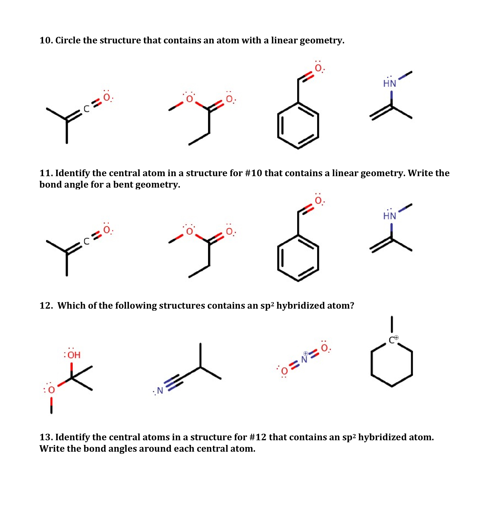 10. ﻿Circle the structure that contains an atom with | Chegg.com