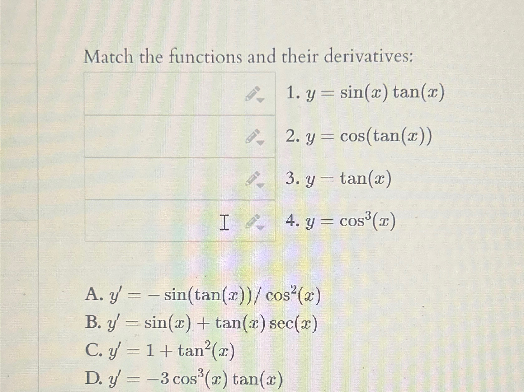 Solved Match the functions and their | Chegg.com