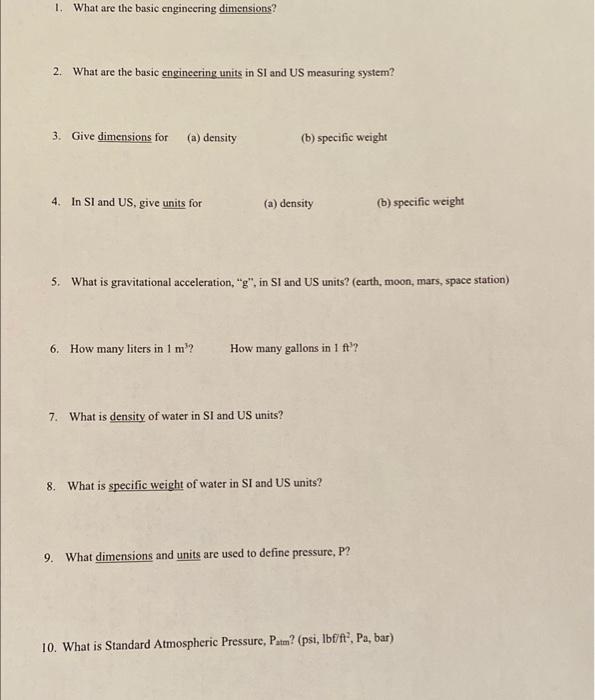 Solved 1. What are the basic engineering dimensions? 2. What | Chegg.com