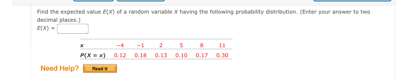Solved Find The Expected Value E X ﻿of A Random Variable X