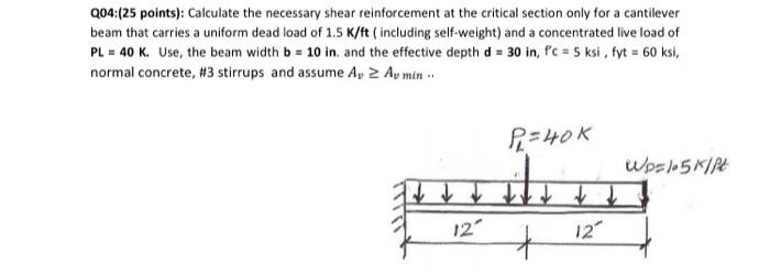 Solved Q04:(25 points): Calculate the necessary shear | Chegg.com
