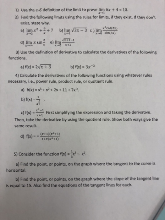 Solved 1) Use the e- definition of the limit to prove lim 6x | Chegg.com