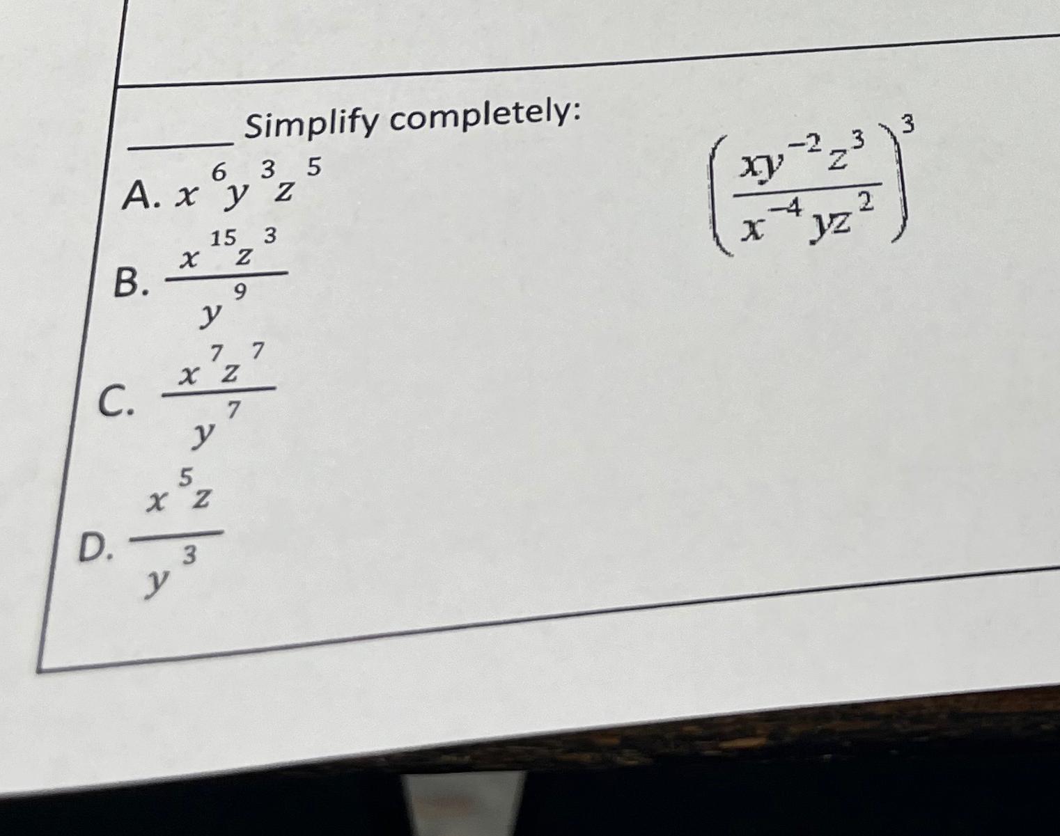 Solved Simplify completely: | Chegg.com