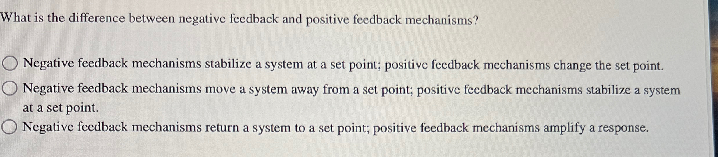 Solved What is the difference between negative feedback and | Chegg.com