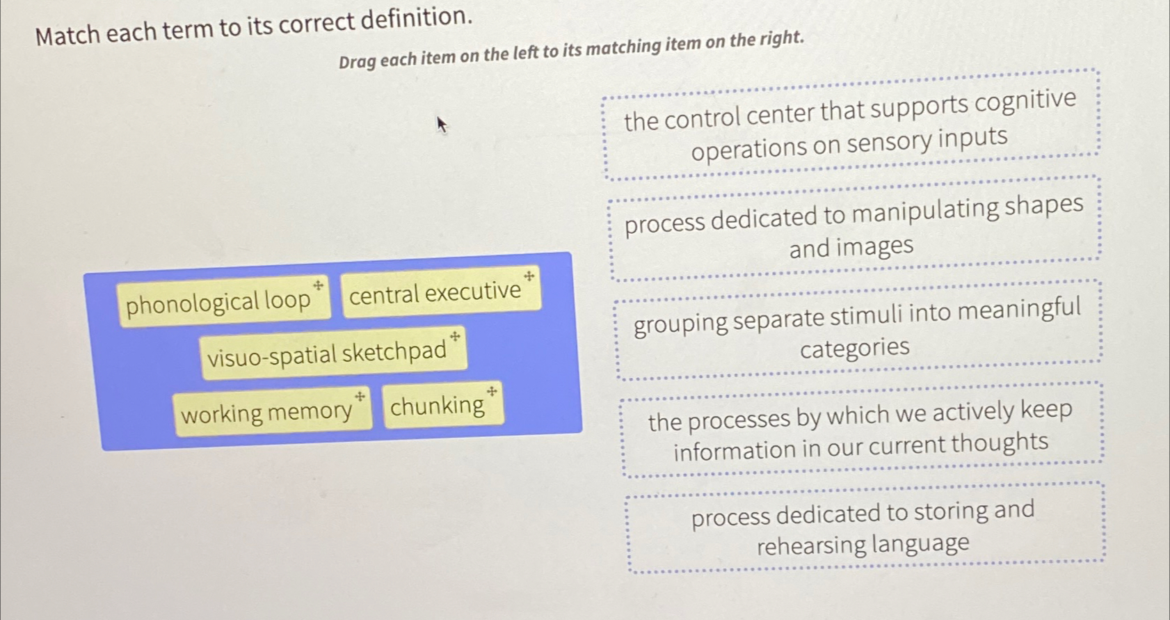 Solved Match each term to its correct definition.Drag each | Chegg.com
