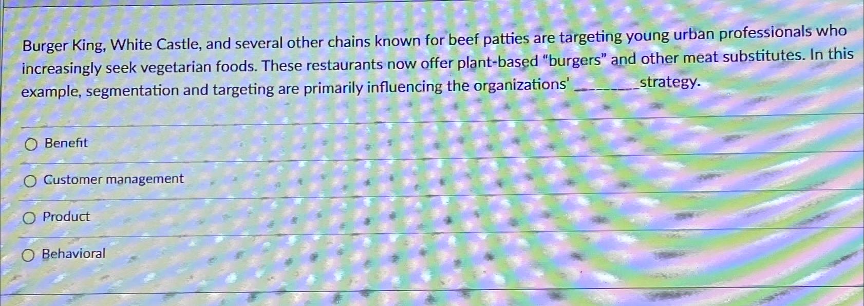 Solved Burger King, White Castle, and several other chains | Chegg.com