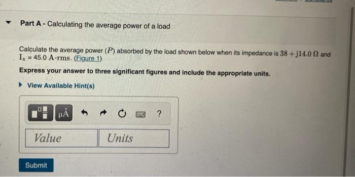 Solved Part A - Calculating the average power of a load | Chegg.com