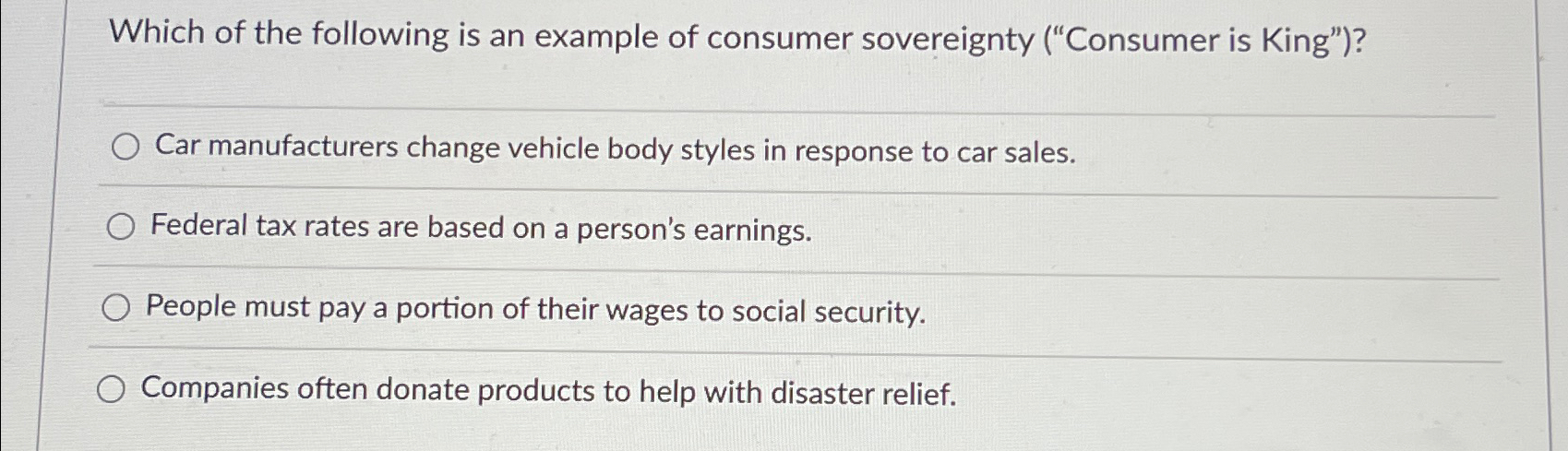 Solved Which of the following is an example of consumer | Chegg.com