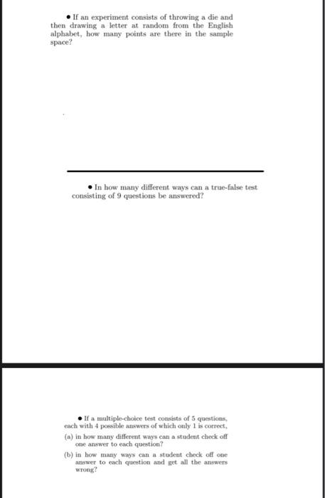 Solved • If an experiment consists of throwing a die and | Chegg.com