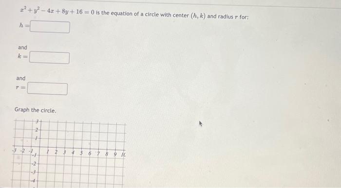 Solved x2+y2−4x+8y+16=0 is the equation of a circle with | Chegg.com