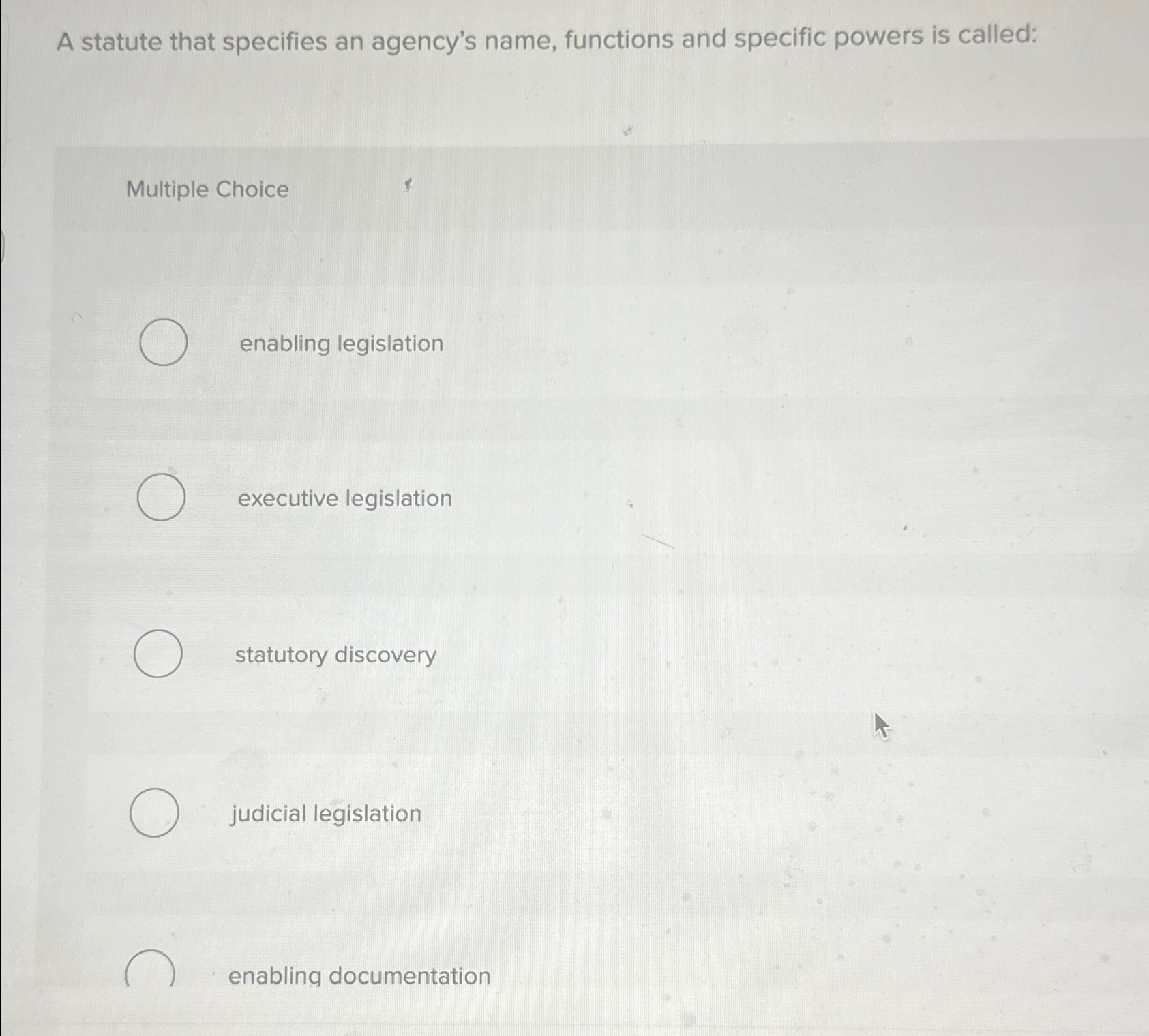 Solved A statute that specifies an agency's name, functions | Chegg.com