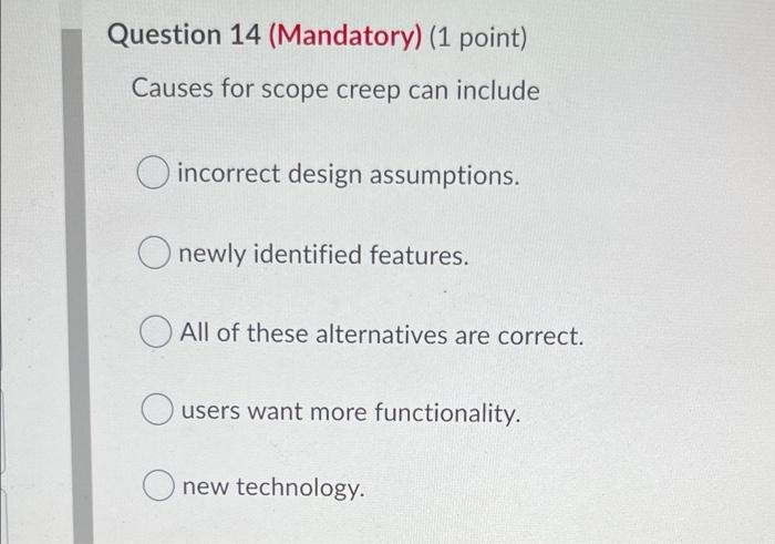 Solved Question 21 (Mandatory) (1 point) Which of the | Chegg.com Solved Question 21 (Mandatory) (1 point) Which of the | Chegg.com