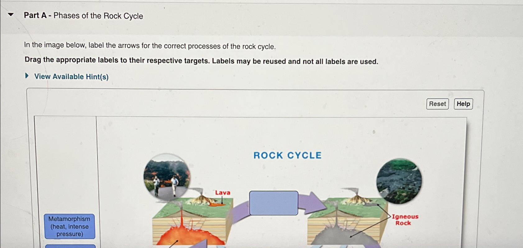 Solved Part A - ﻿Phases of the Rock CycleIn the image below, | Chegg.com