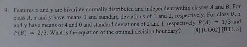 9. Features x and y are bivariate normally | Chegg.com