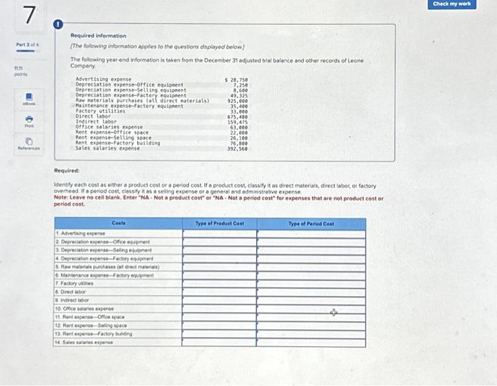 Solved 7 Part 3 of 4 11.11 points eBook Print References | Chegg.com