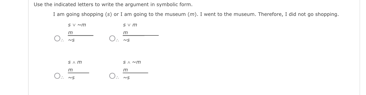 Solved Use the indicated letters to write the argument in | Chegg.com