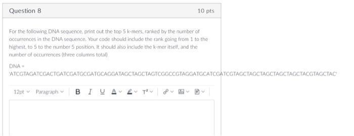 Solved For the following DNA sequence, print out the top | Chegg.com