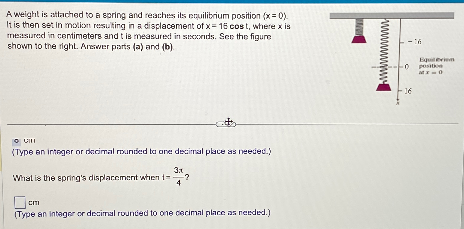 Solved A weight is attached to a spring and reaches its | Chegg.com