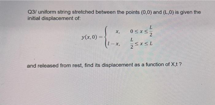 Solved Q3/ uniform string stretched between the points (0,0) | Chegg.com