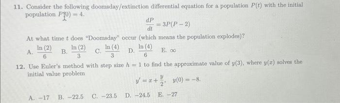 Solved 1. Consider the following doomsday/extinction | Chegg.com