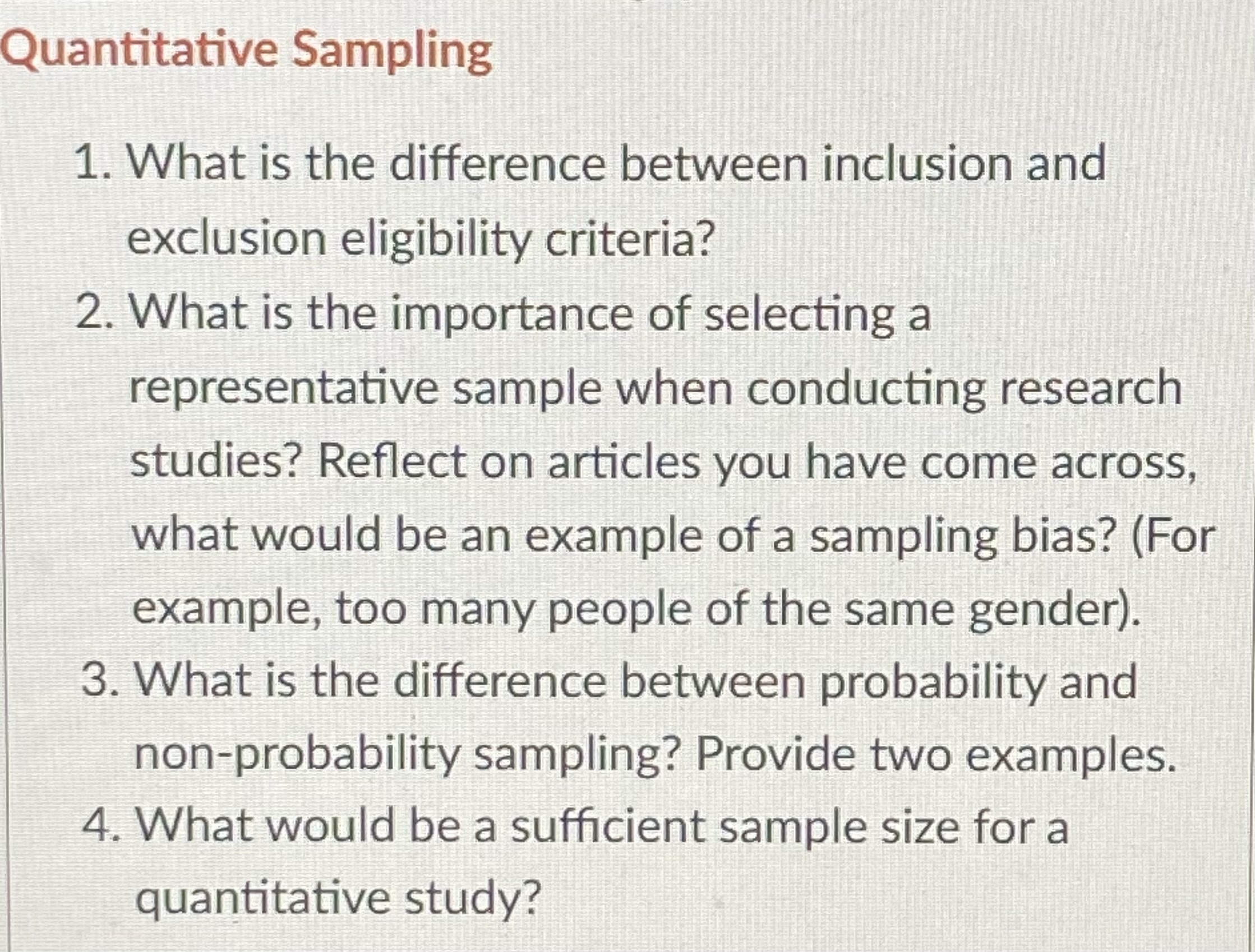 Solved Quantitative SamplingWhat is the difference between | Chegg.com