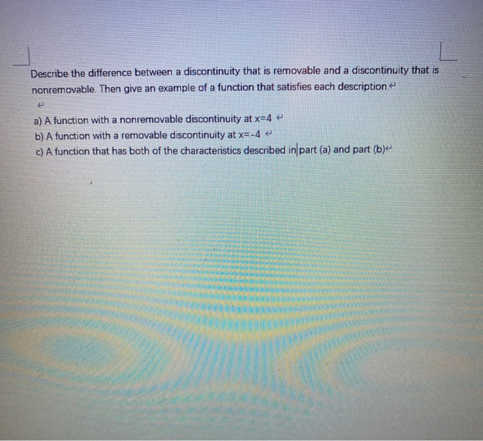 Solved Describe the difference between a discontinuity that | Chegg.com