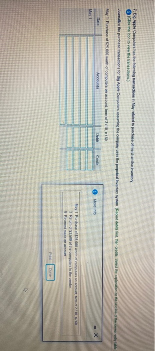 Solved 1. Big Apple Computers has the following transactions | Chegg.com